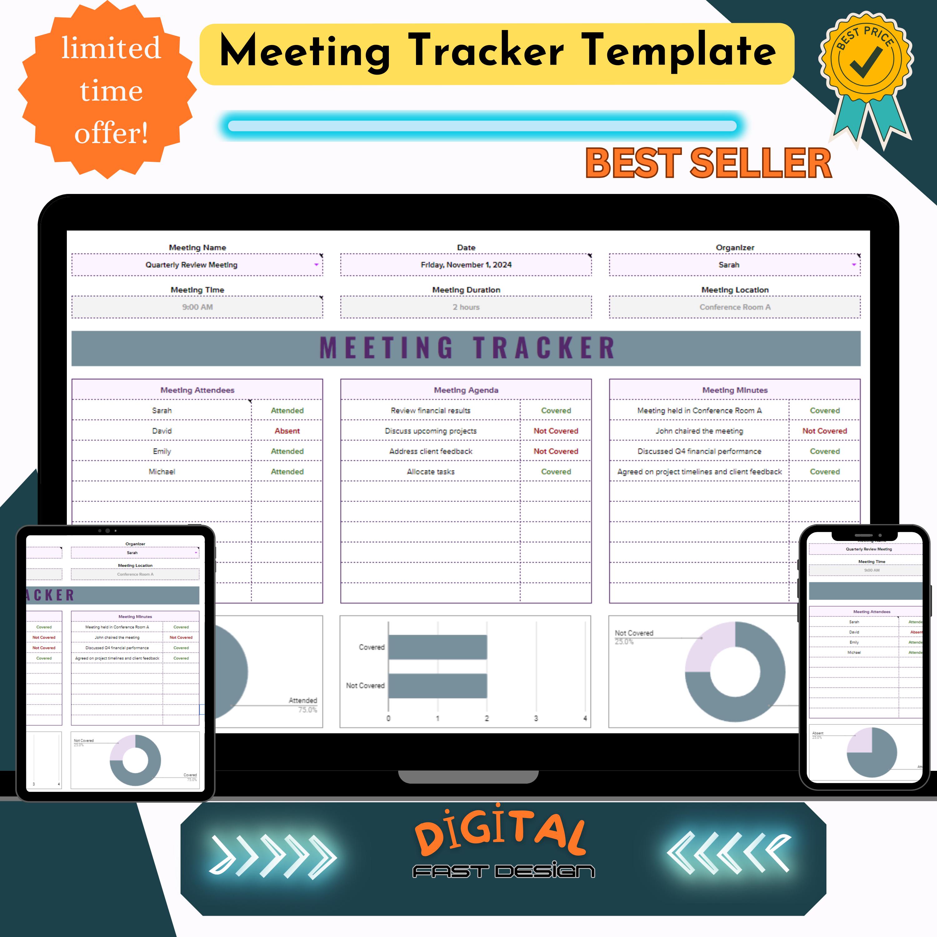 Meeting Tracker Template, Google Sheets Organizer for Frequent Business ...