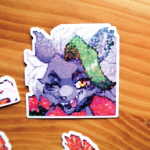 FNAF Pixel Art Stickers Glamrock Freddy, Monty, Roxy, Chica Holographic ...
