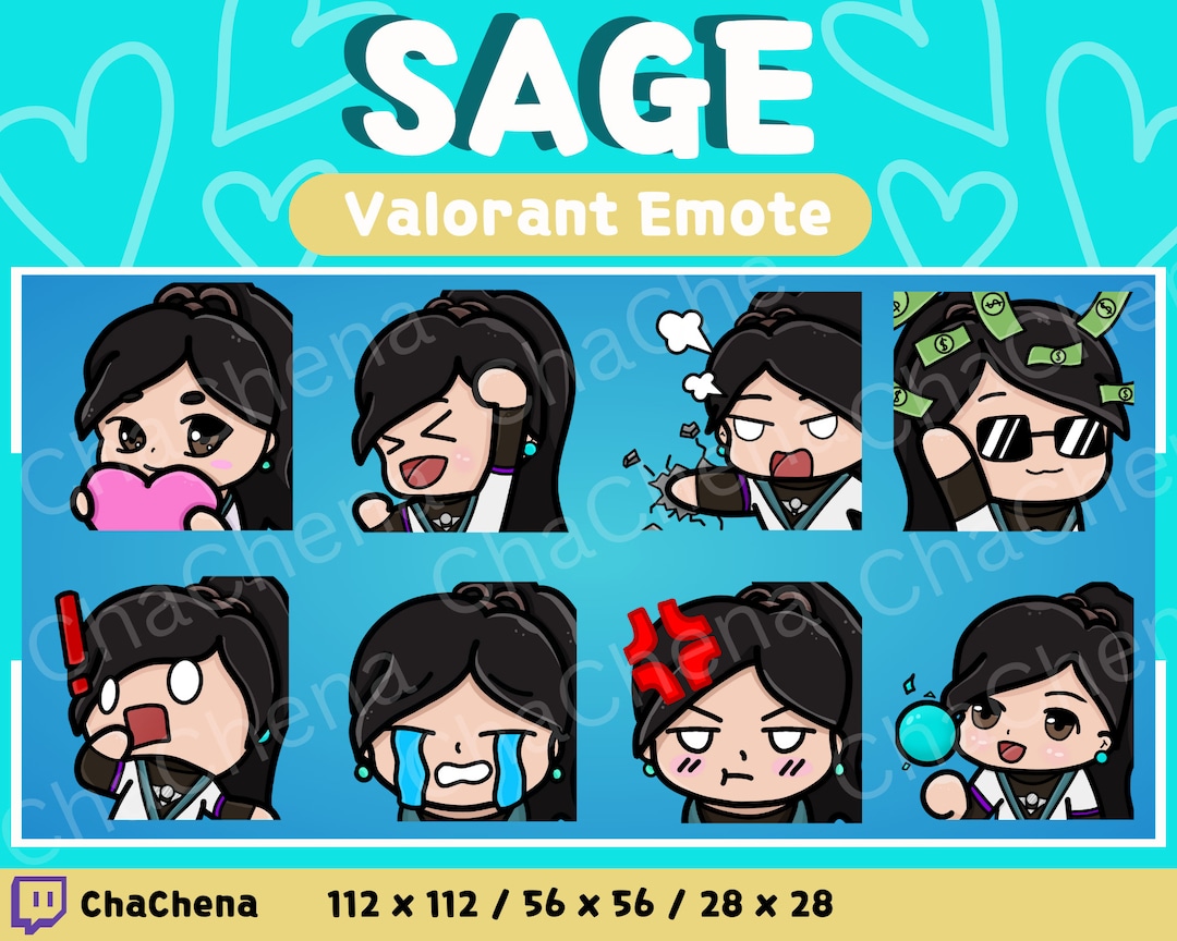 Cute Sage Twitch Discord Emote Bundle Valorant Agent Emotes Digital ...