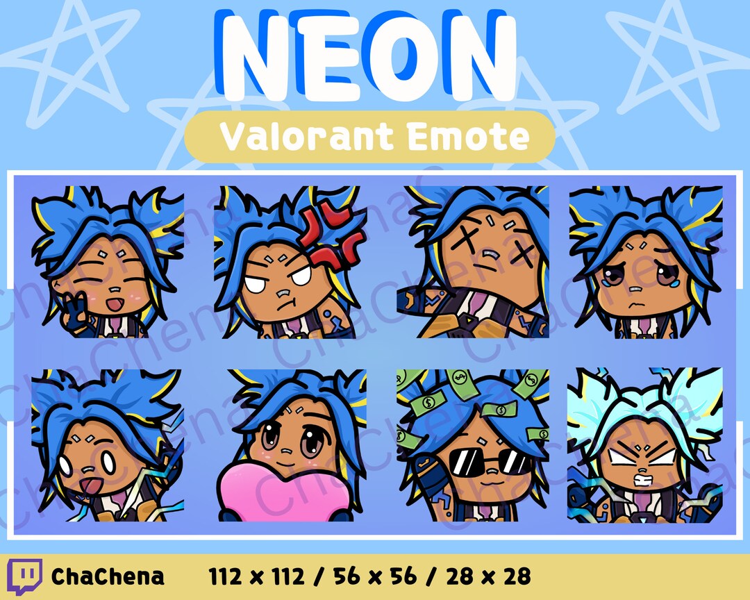 Cute Neon Twitch Discord Emote Bundle Valorant Agent Emotes - Etsy