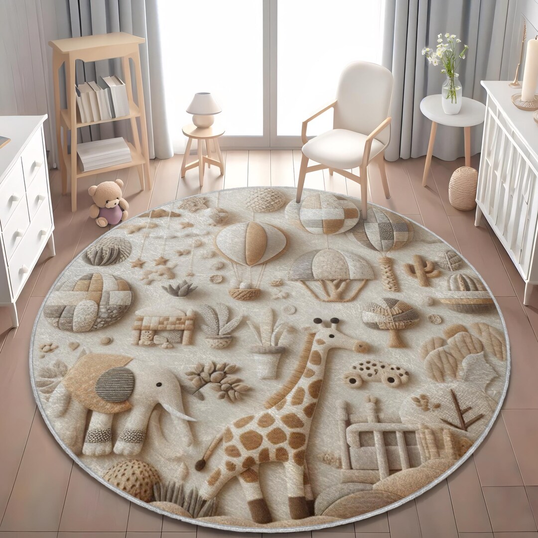 Safari Nursery Rug, Adorable Nursery Rug, Nursery Play Mat, Giraffe Rug ...