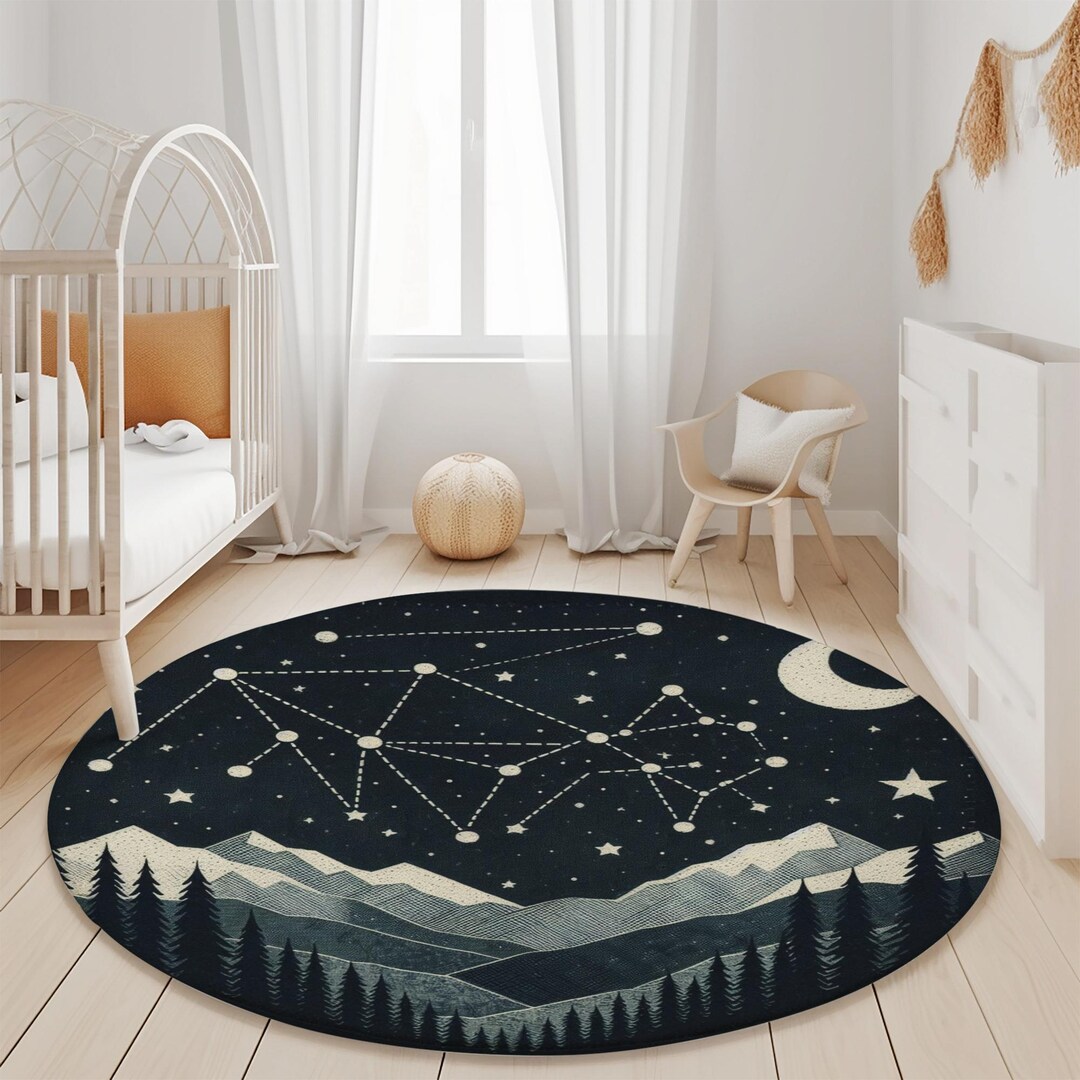 Mountain Ranges Rug, Moon Phases Constellation Rug, Boho Aesthetic ...