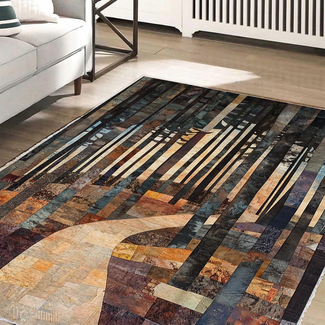 Enchanted Forest Rug, Woodland Trees Carpet, Long Trees Area Rug ...