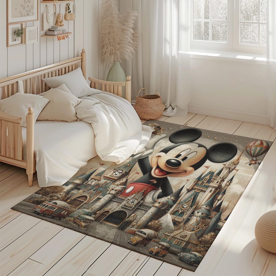 Mickey Mouse and Disney Castle Rug Disneyland Kids Room Decor Nursery ...