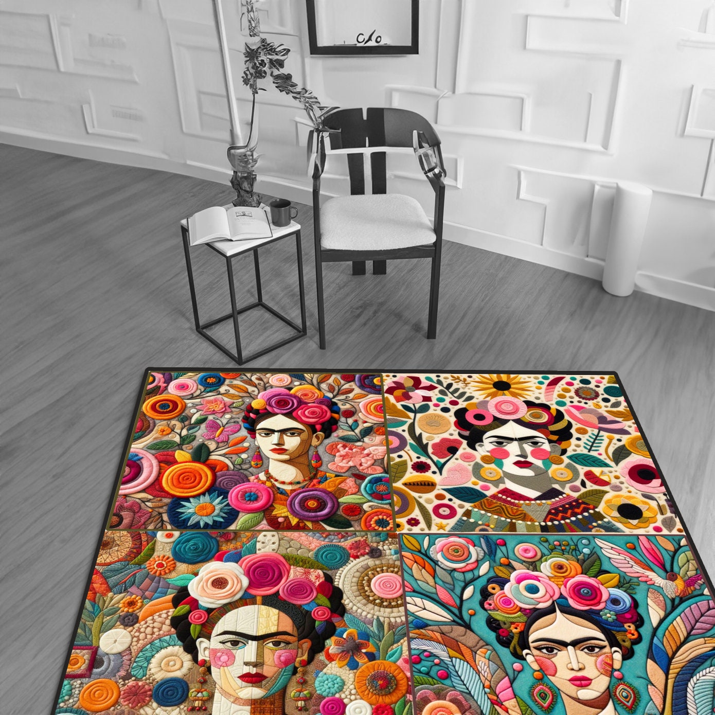 Frida Kahlo Rug, Portrait Frida Kahlo Decor Rug, Boho Home Decor Floor ...