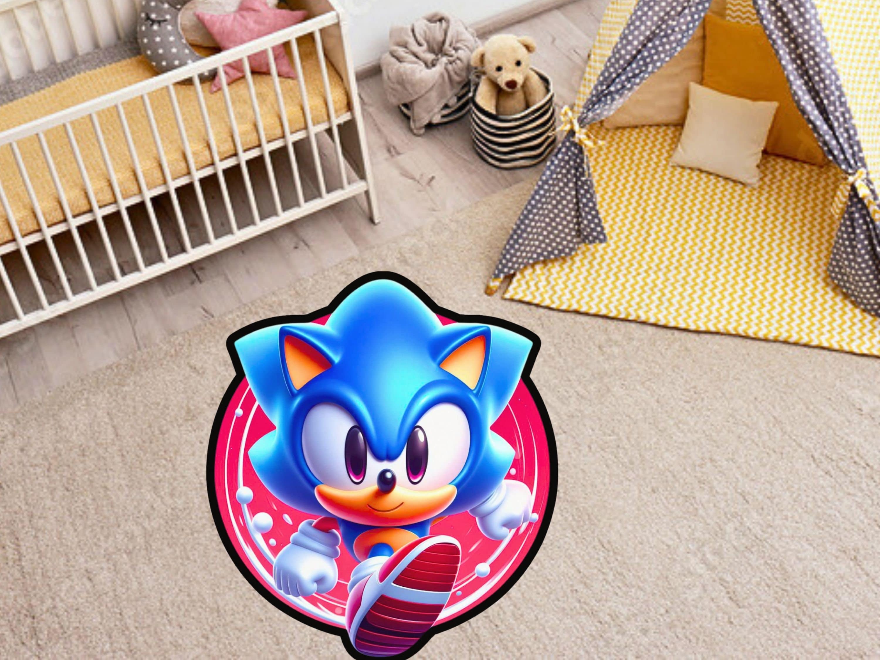Sonic Rug SHAPED Boys Room Rug, Boy Room Decor, Kids Room Decor, Sonic ...