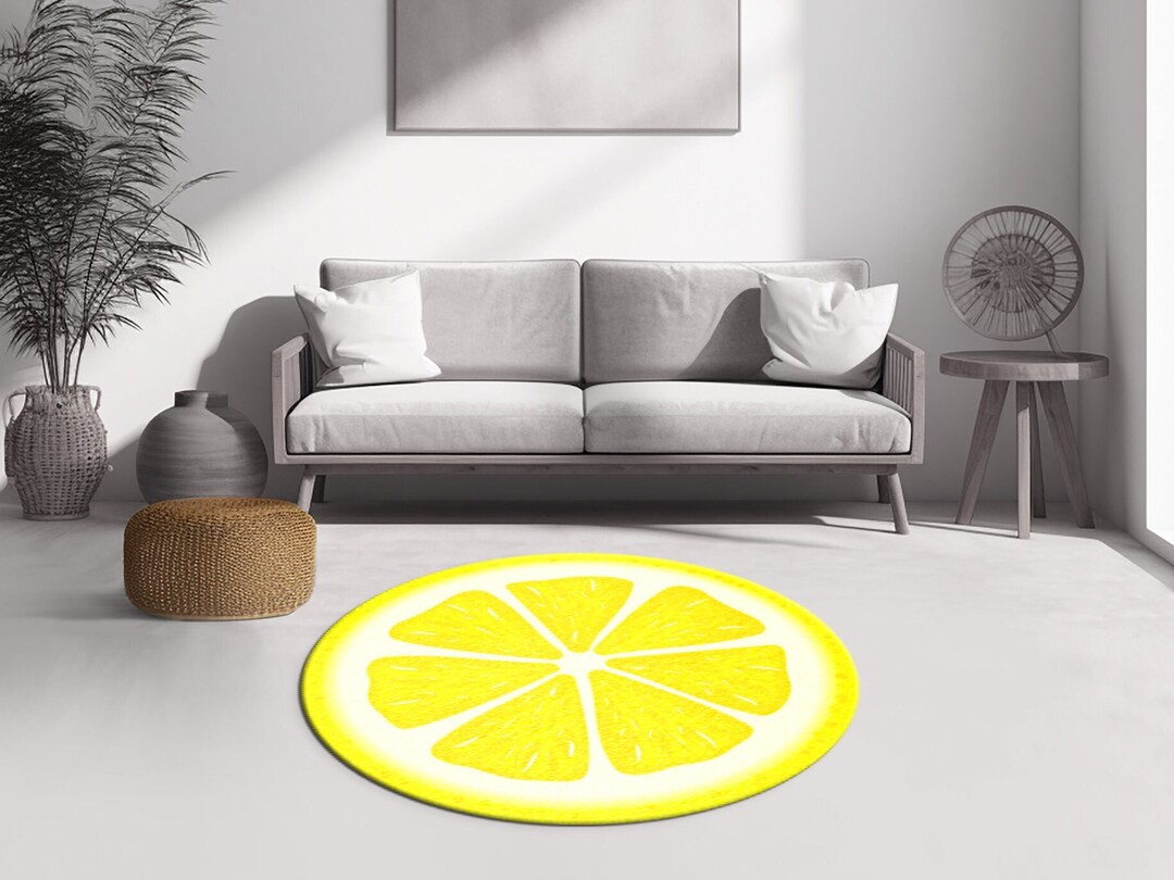 Lemon Rug Round Lemon Slice Rug, Playroon Rug, Playroom Decor, Playroom ...