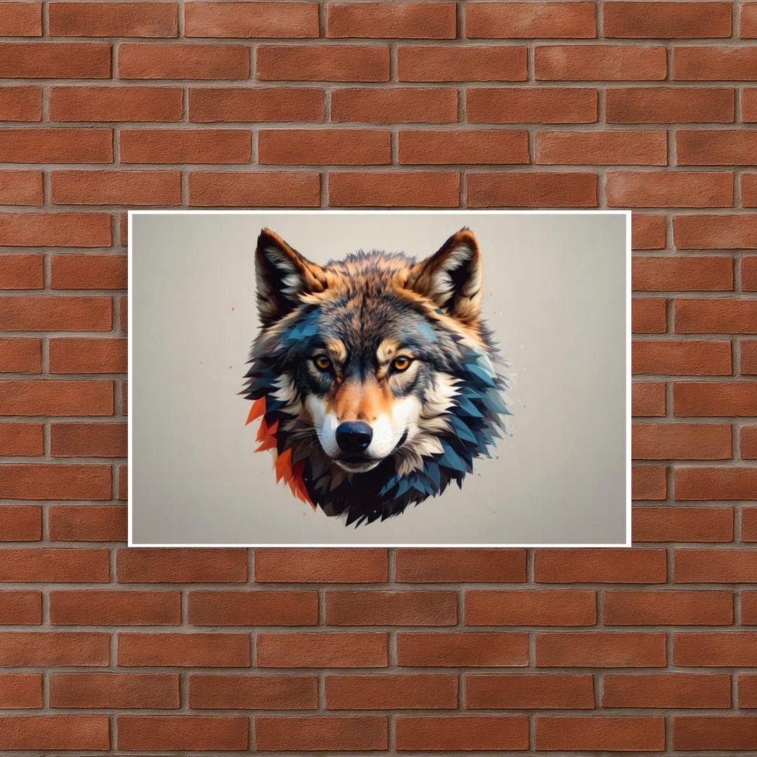 Mystical Wolf Poster – Stylized Animal Art With Colorful Accents ...