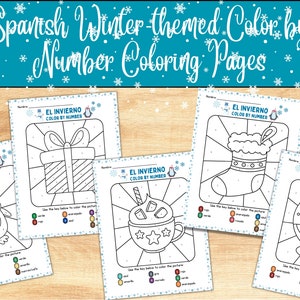 Spanish Winter-themed Color by Number Coloring Pages Learn Colors in ...