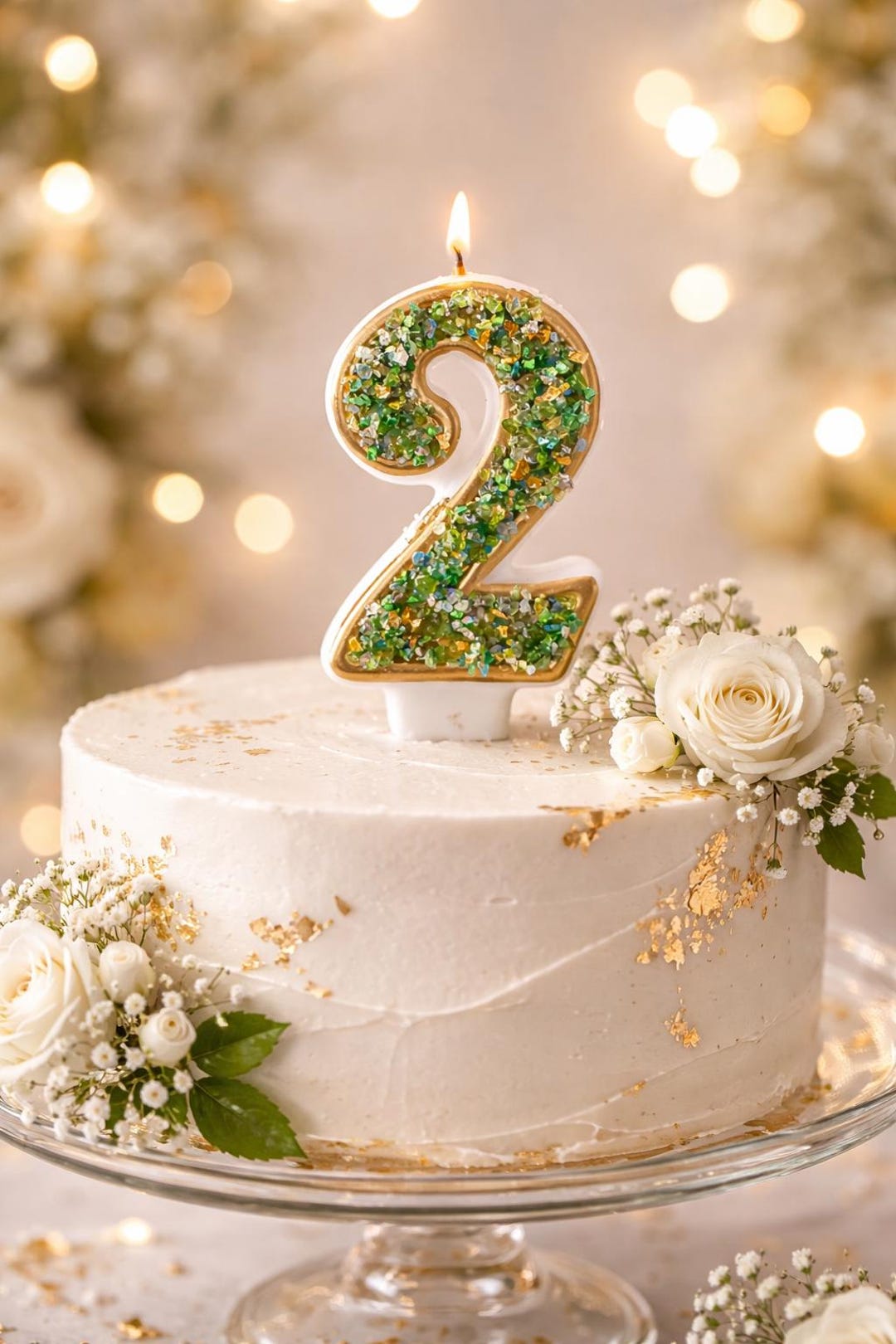 Emerald Green Number Birthday Candle Cake Topper Decoration Crushed ...