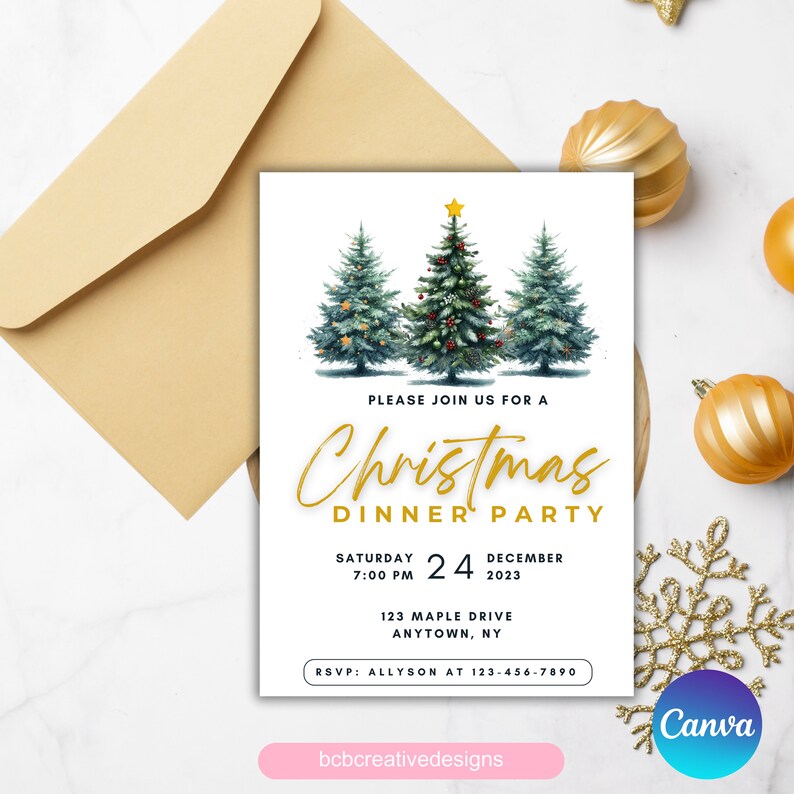 Editable Christmas Dinner Party Invitation Digital Download Etsy