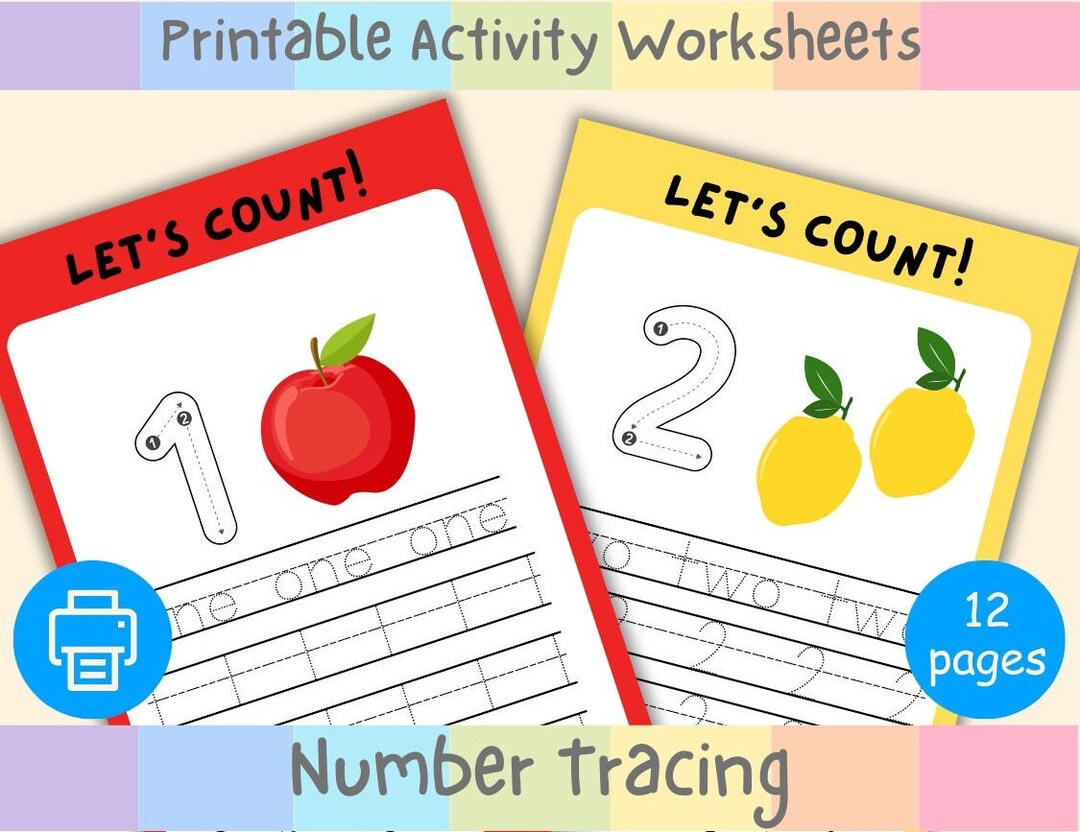 Number Tracing Preschool Activity Worksheets Fun and - Etsy