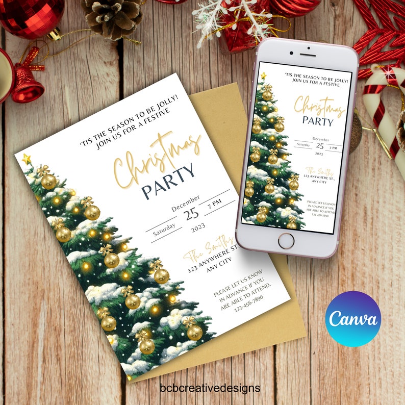EDITABLE CHRISTMAS PARTY Invitation, Editable Christmas Party ...