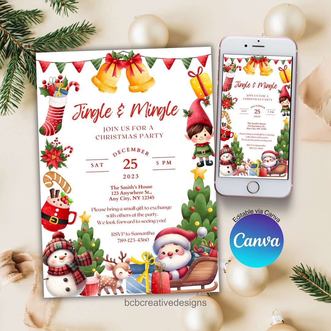 CHRISTMAS Party INVITATION, EDITABLE Christmas Party Invitation, Kids ...