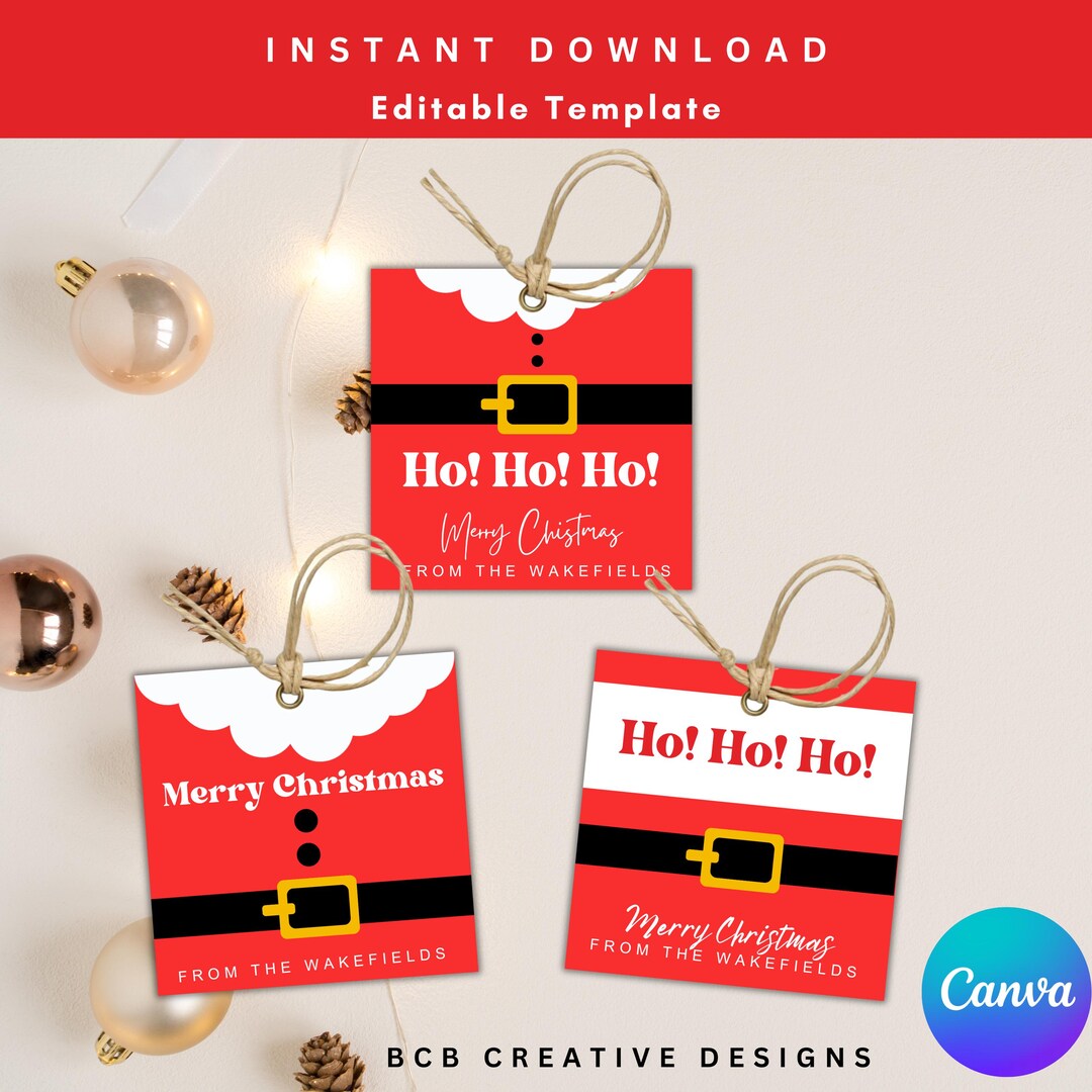 Editable Santa Gift Tags: Personalized Christmas Holiday Tags (instant ...