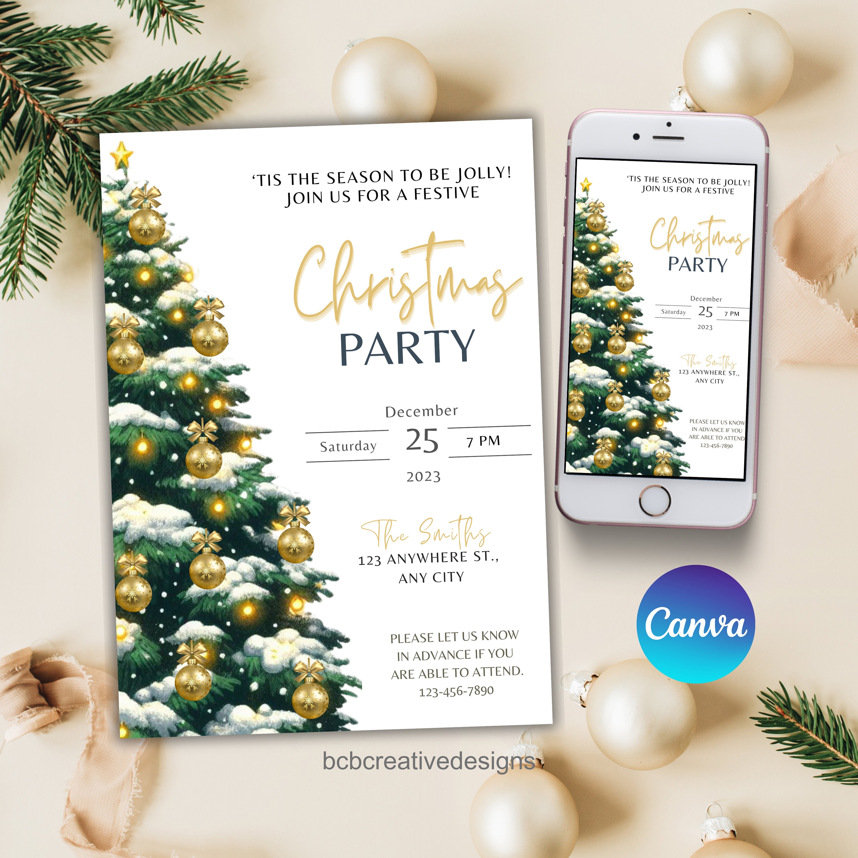 EDITABLE CHRISTMAS PARTY Invitation, Editable Christmas Party ...