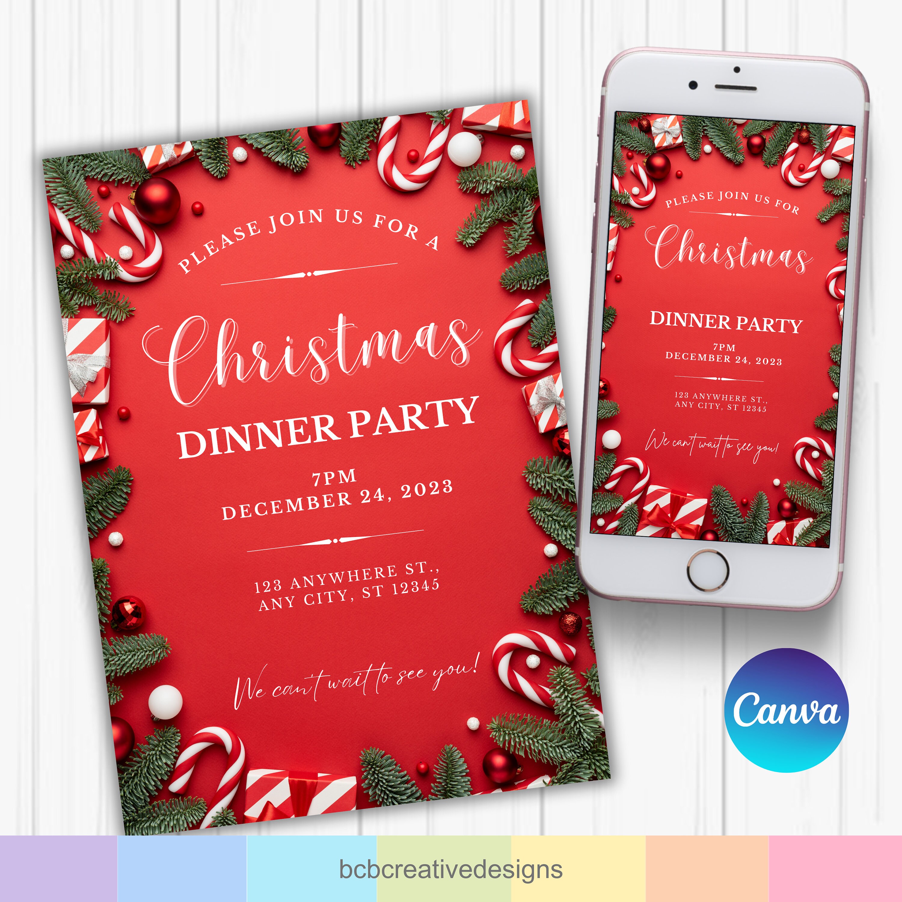 Editable Christmas Dinner Party Invitation (digital Download) - Etsy