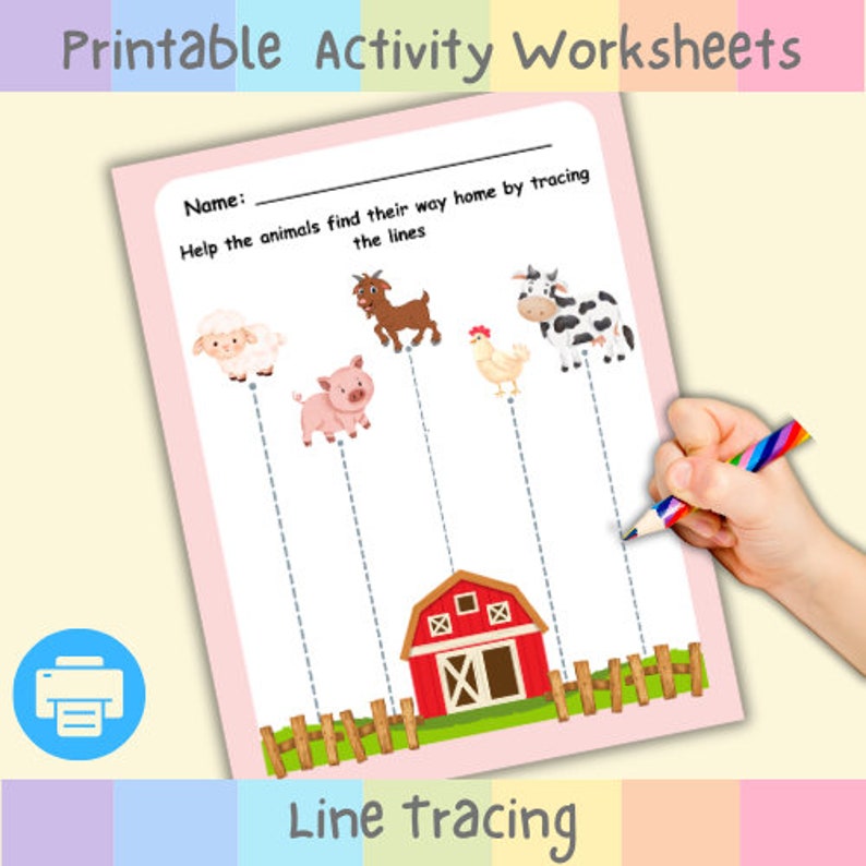 Preschool Activity Worksheets Fun and Educational Line Tracing Exercise ...