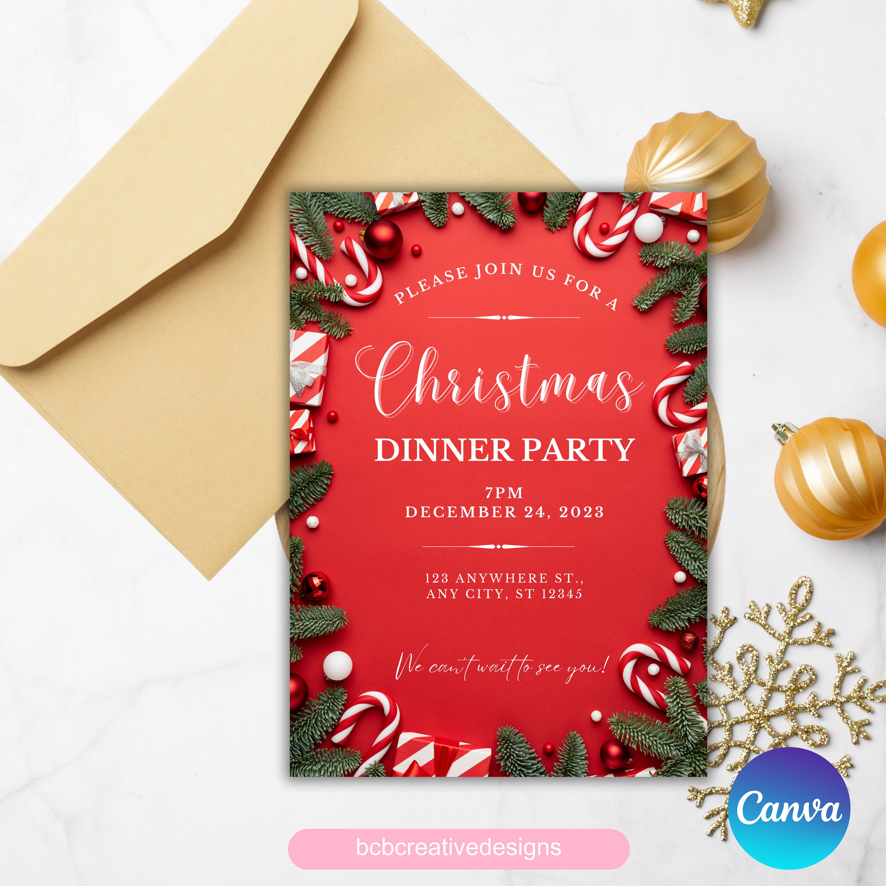 Editable Christmas Dinner Party Invitation (digital Download) - Etsy