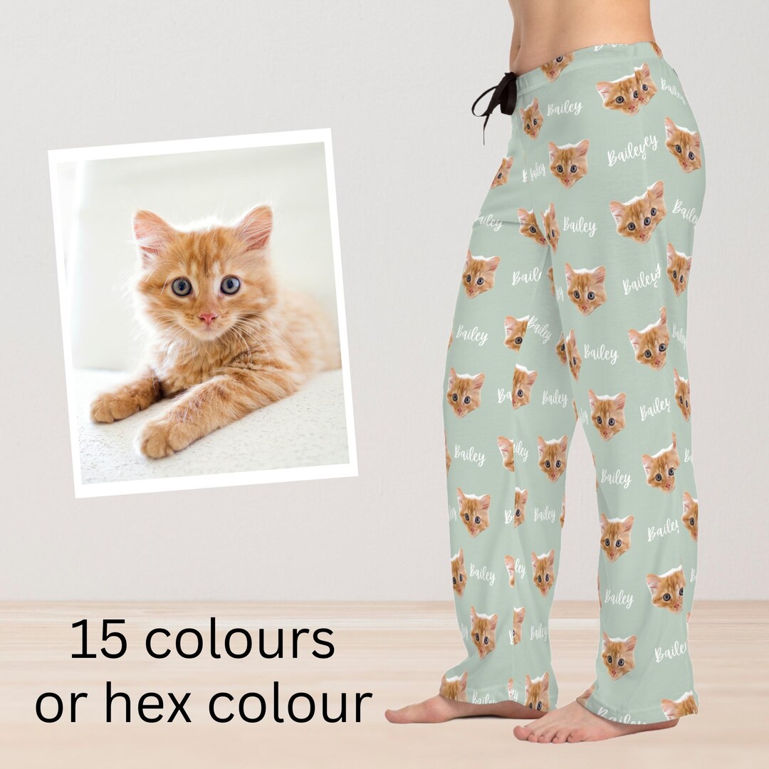 Custom Cat Pajamas for Women Personalized Cat Pajama Set Funny Cat ...