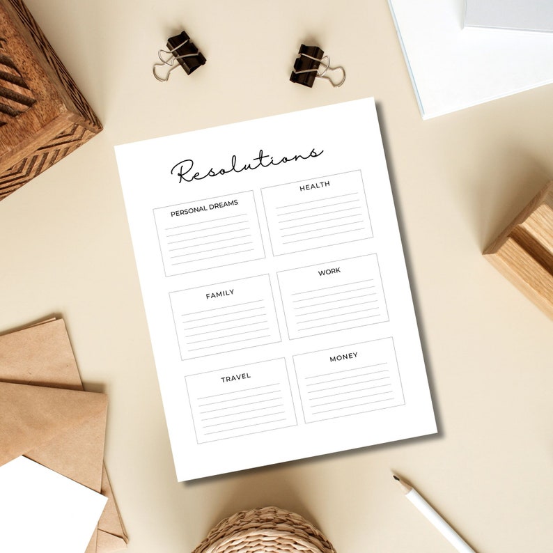 Printable New Year Resolution Planner, Goals Planner Organized ...