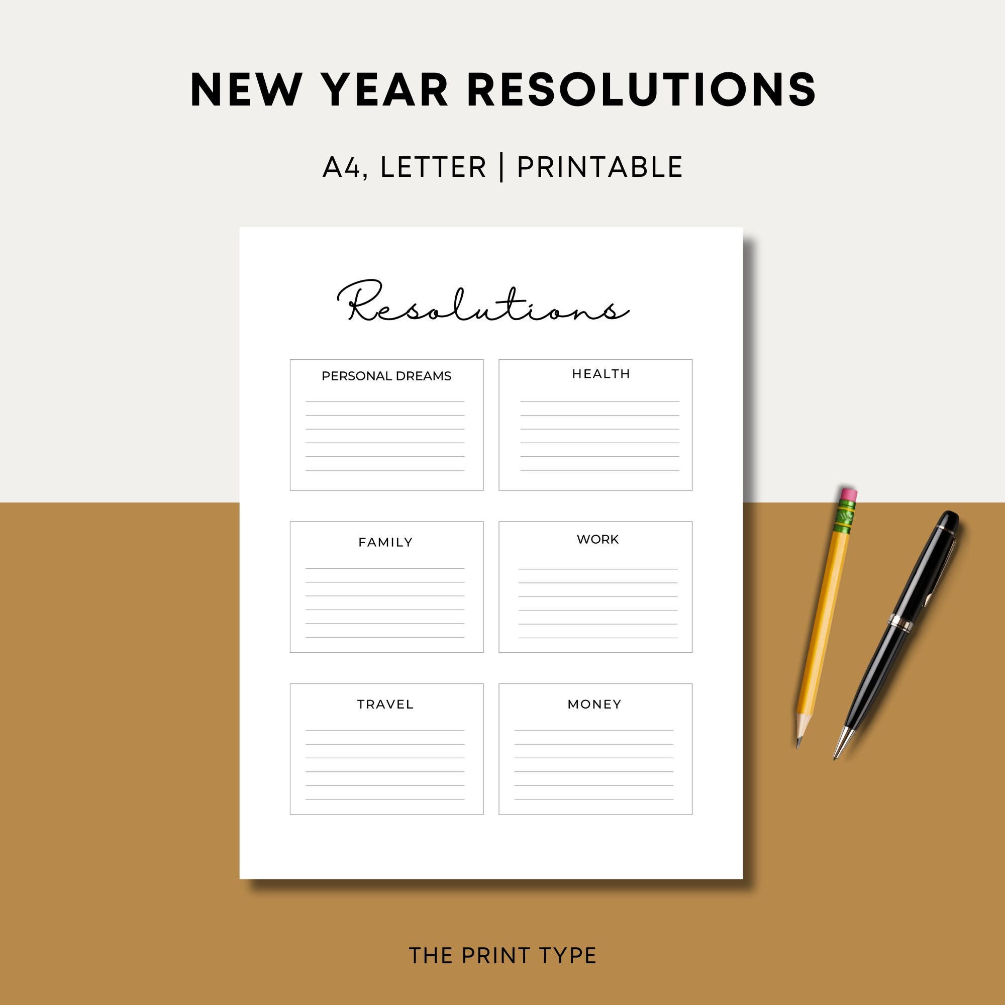 Printable New Year Resolution Planner, Goals Planner Organized ...