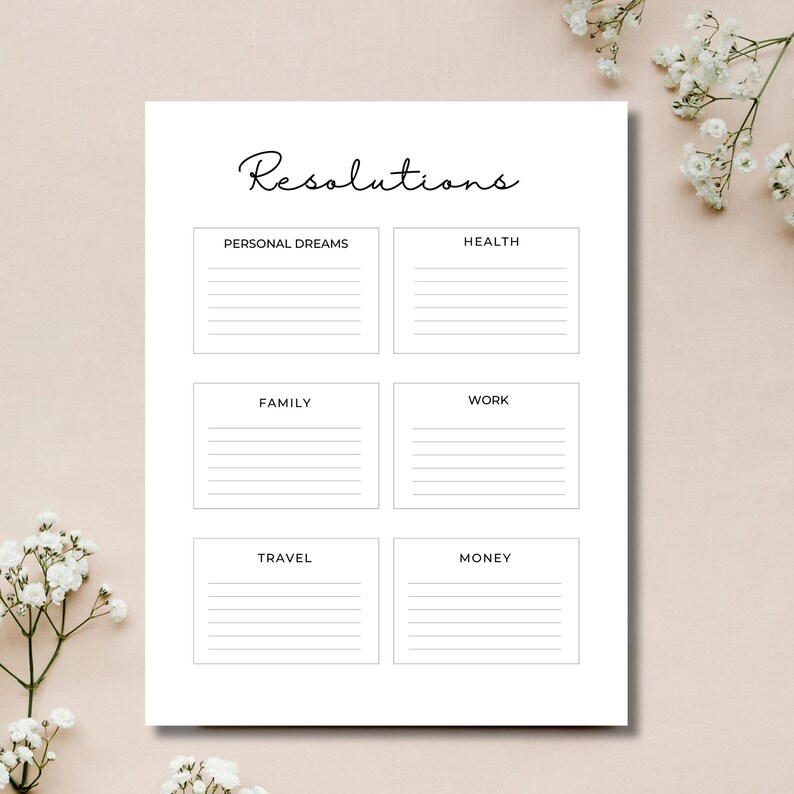 Printable New Year Resolution Planner, Goals Planner Organized ...