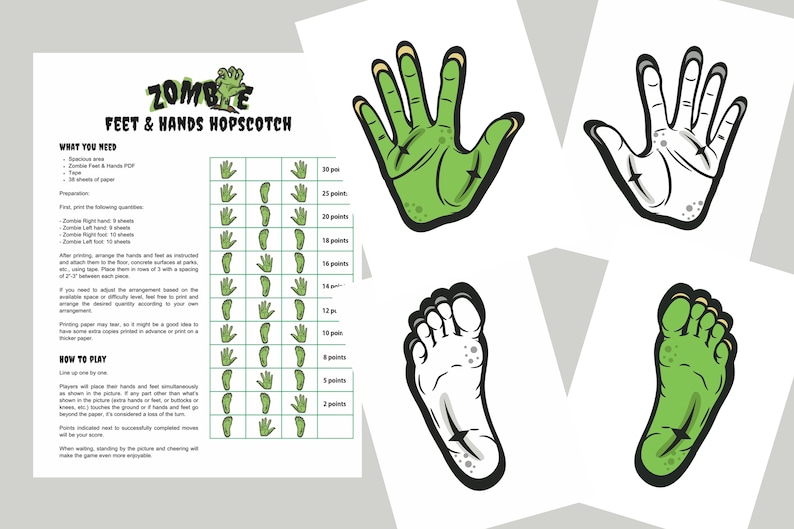 Zombie Feet & Hands Hopscotch - Etsy