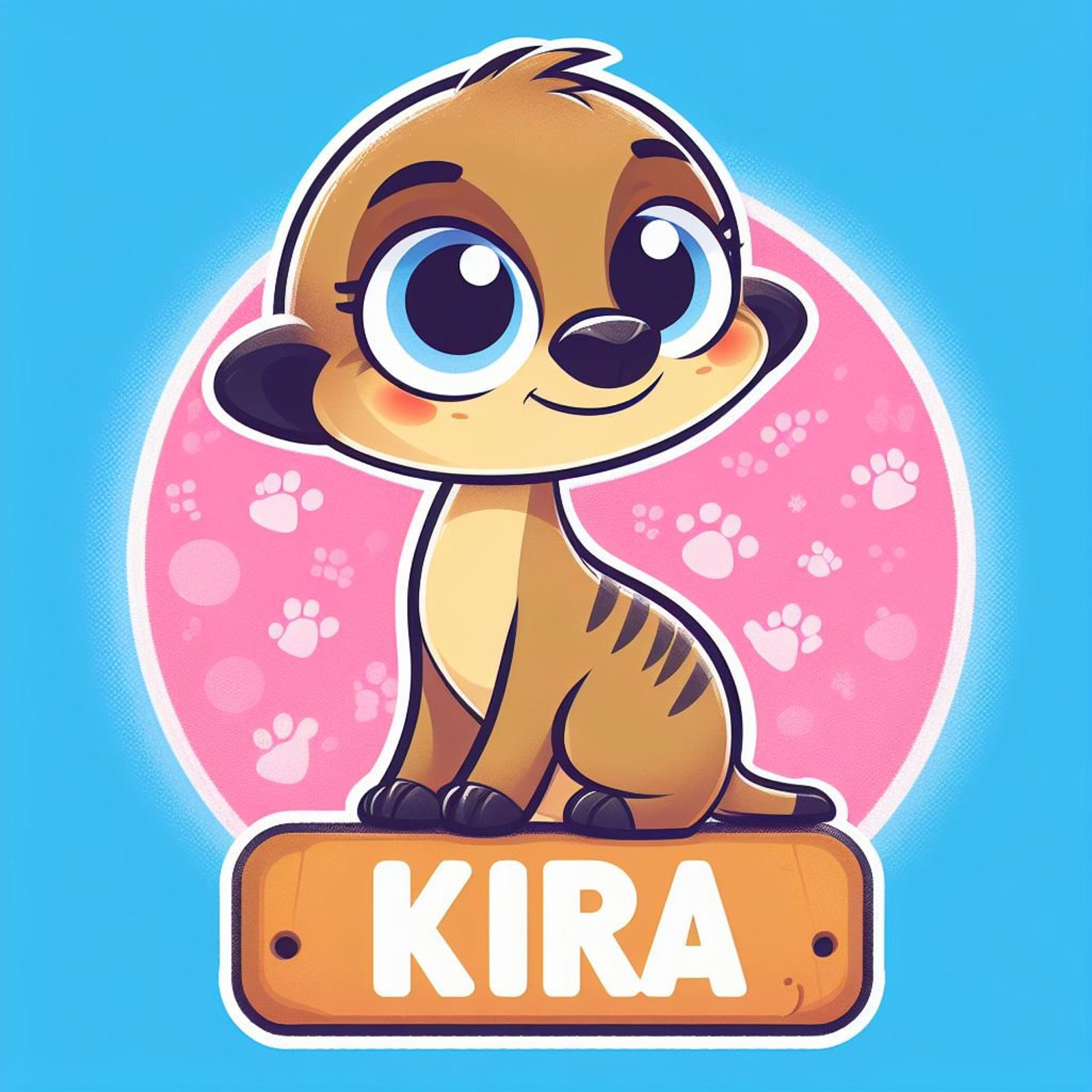 Personalised Cartoon Animal & Name Artwork - Etsy