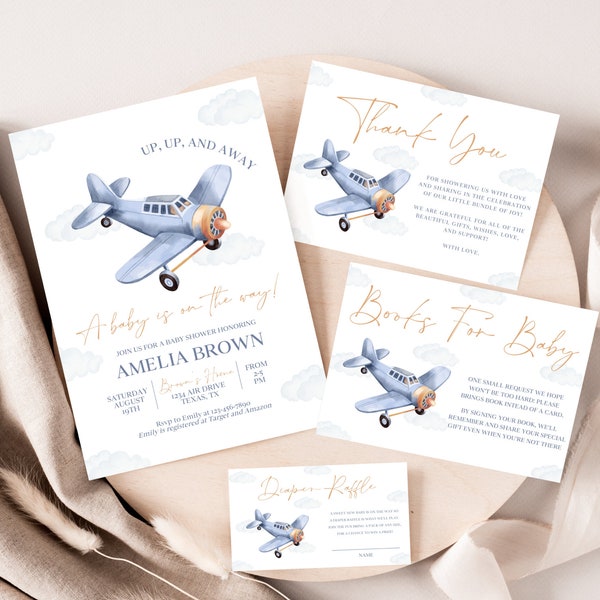 Airplane Baby Shower Invitations - Etsy