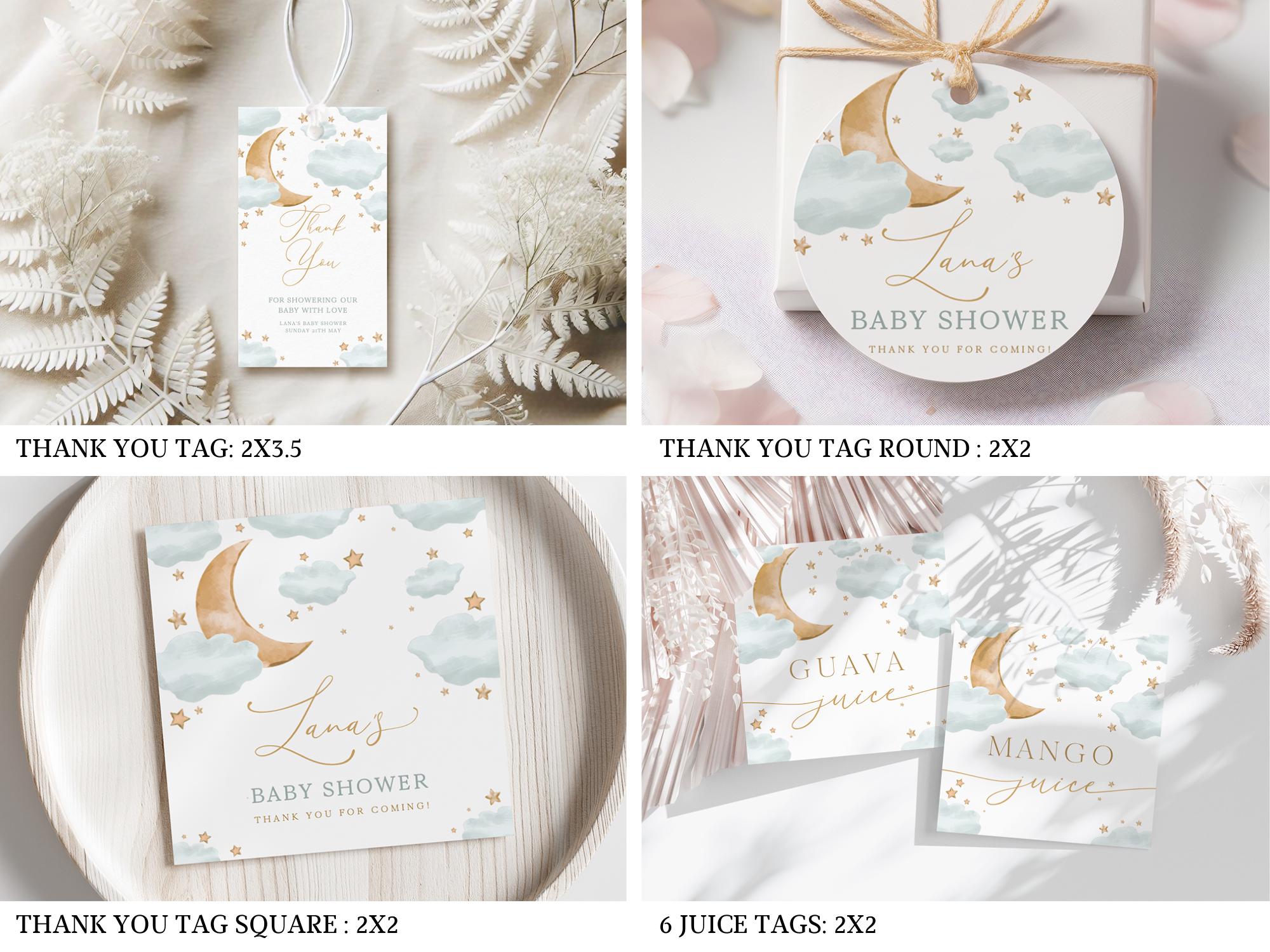 Over the Moon Baby Shower Bundle Printable Moon Baby Shower Invitation ...