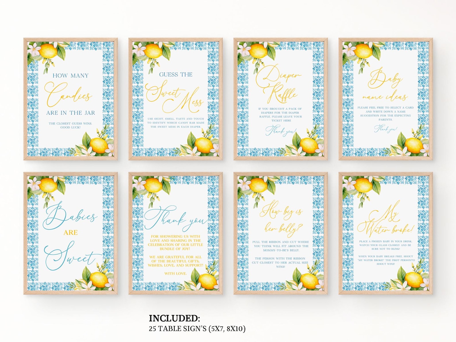 Lemonade Baby Shower Game Bundle, Citrus Baby Shower Activities, Summer ...