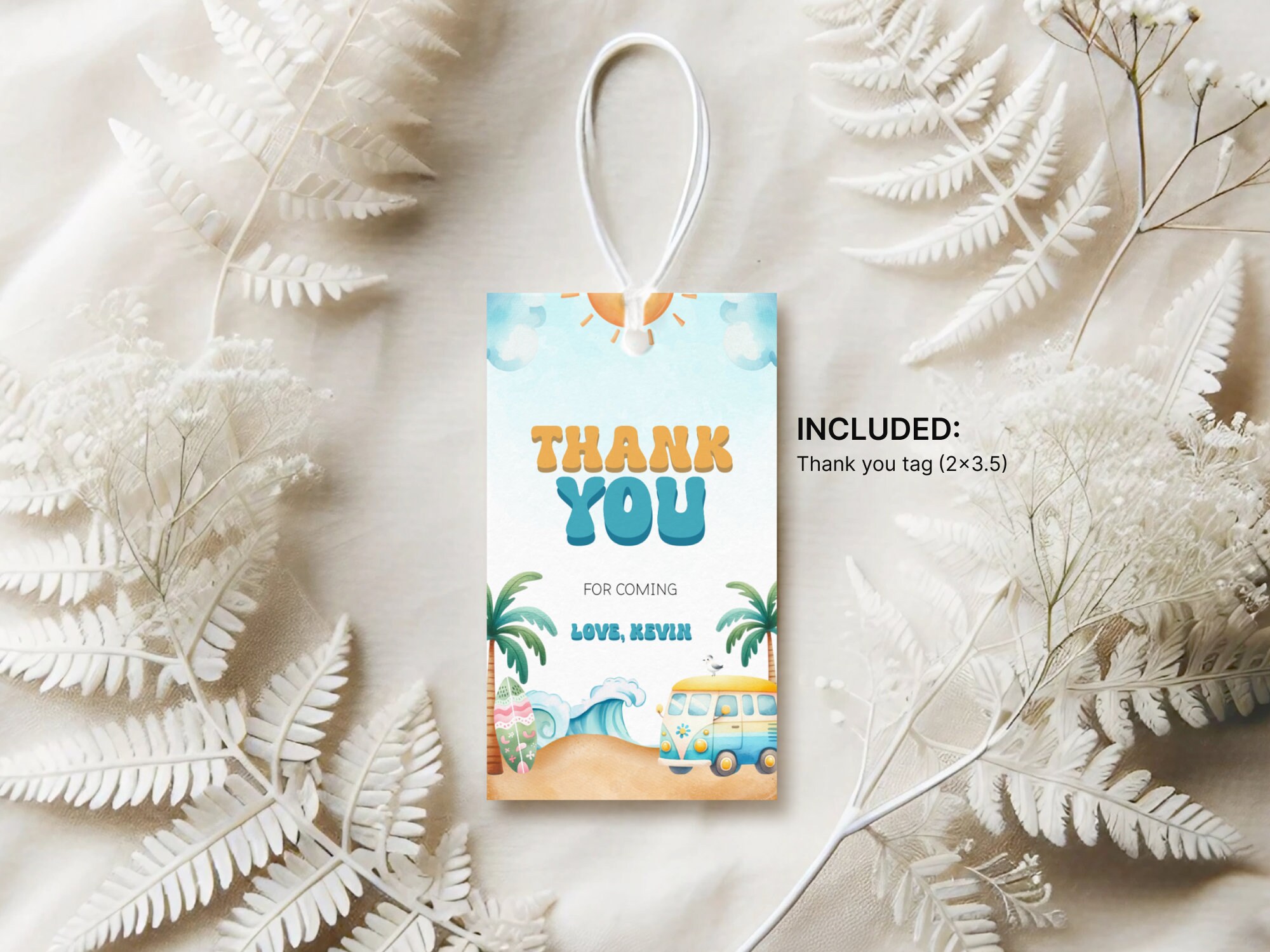 Editable Surf Thank You Favor Tag Surfboard Baby Shower Thank You Tag ...