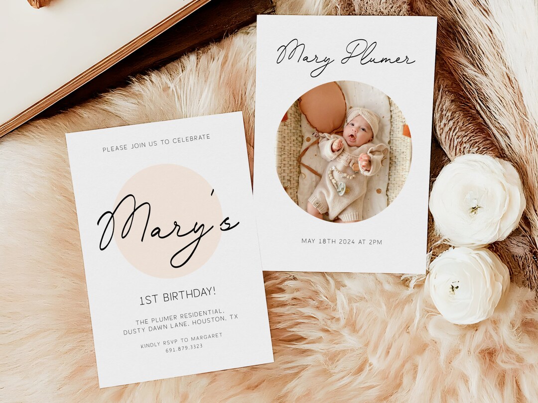 Printable Minimalist Birthday Invitation Editable Kids Birthday ...