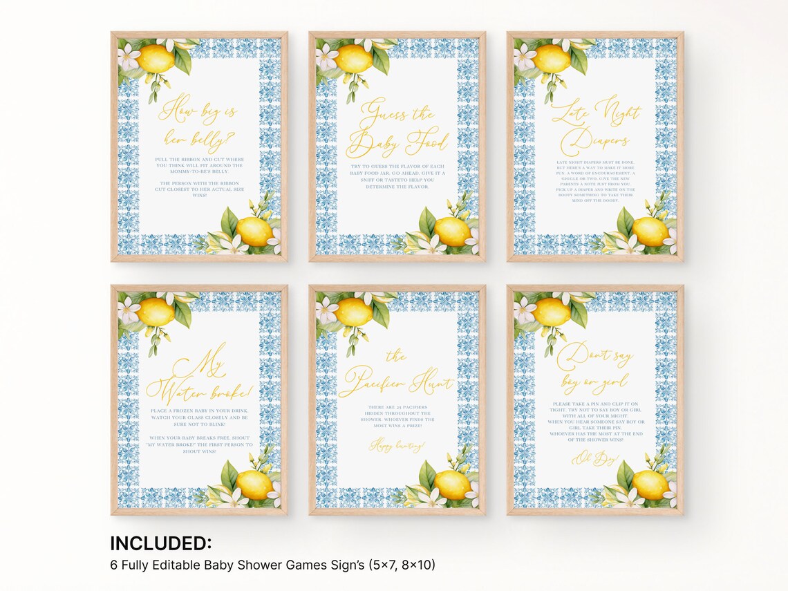 Lemonade Baby Shower Game Bundle, Citrus Baby Shower Activities, Summer ...