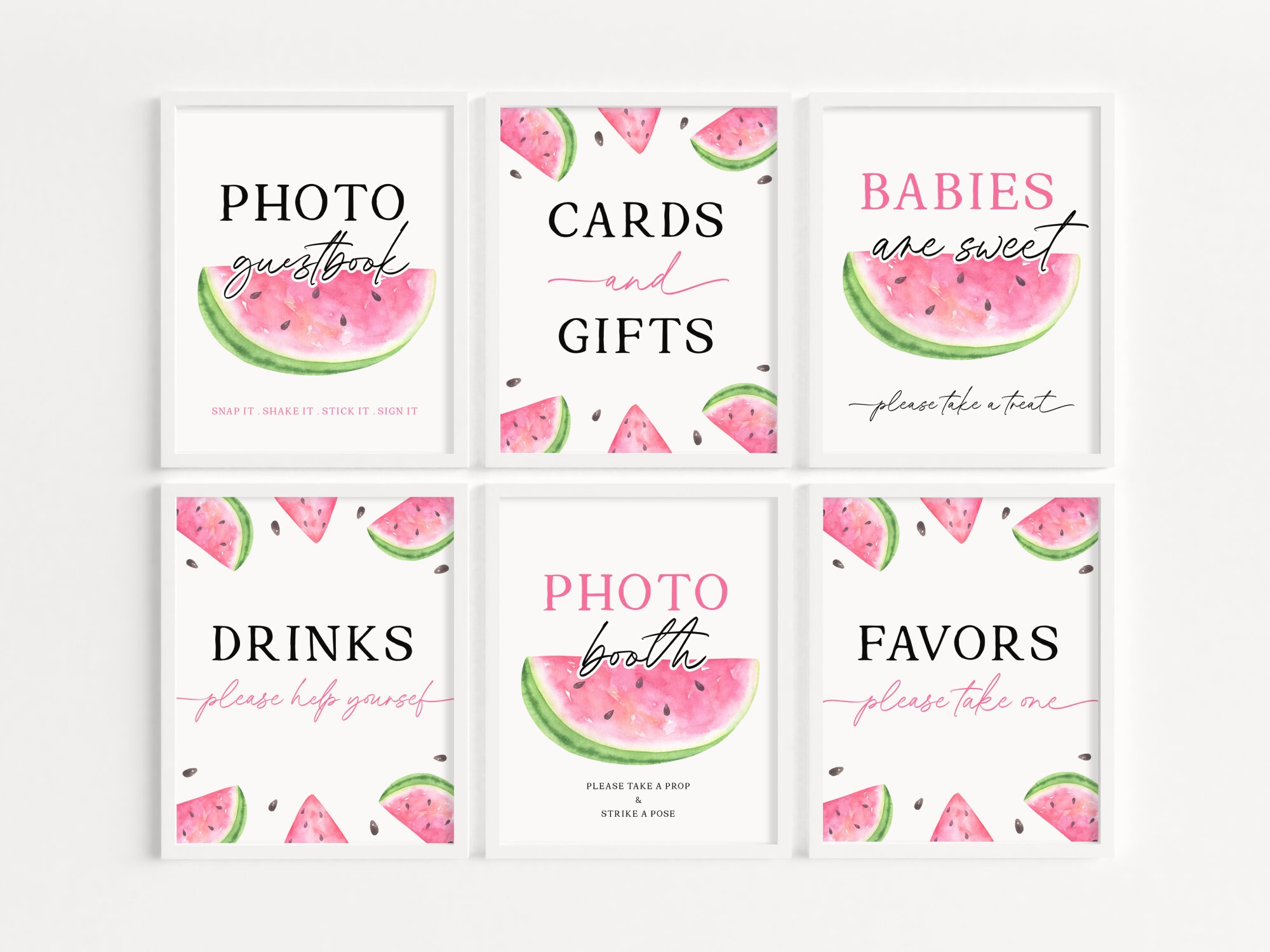 Watermelon First Birthday Table Signs Bundle One in A Melon 1st ...