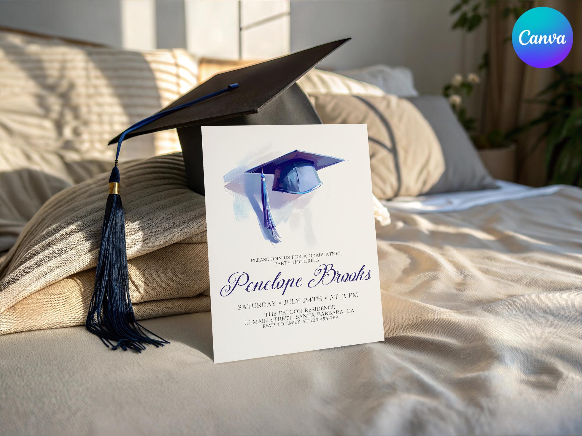 Blue Graduation Ceremony Invitation, University Graduation Party Invite ...