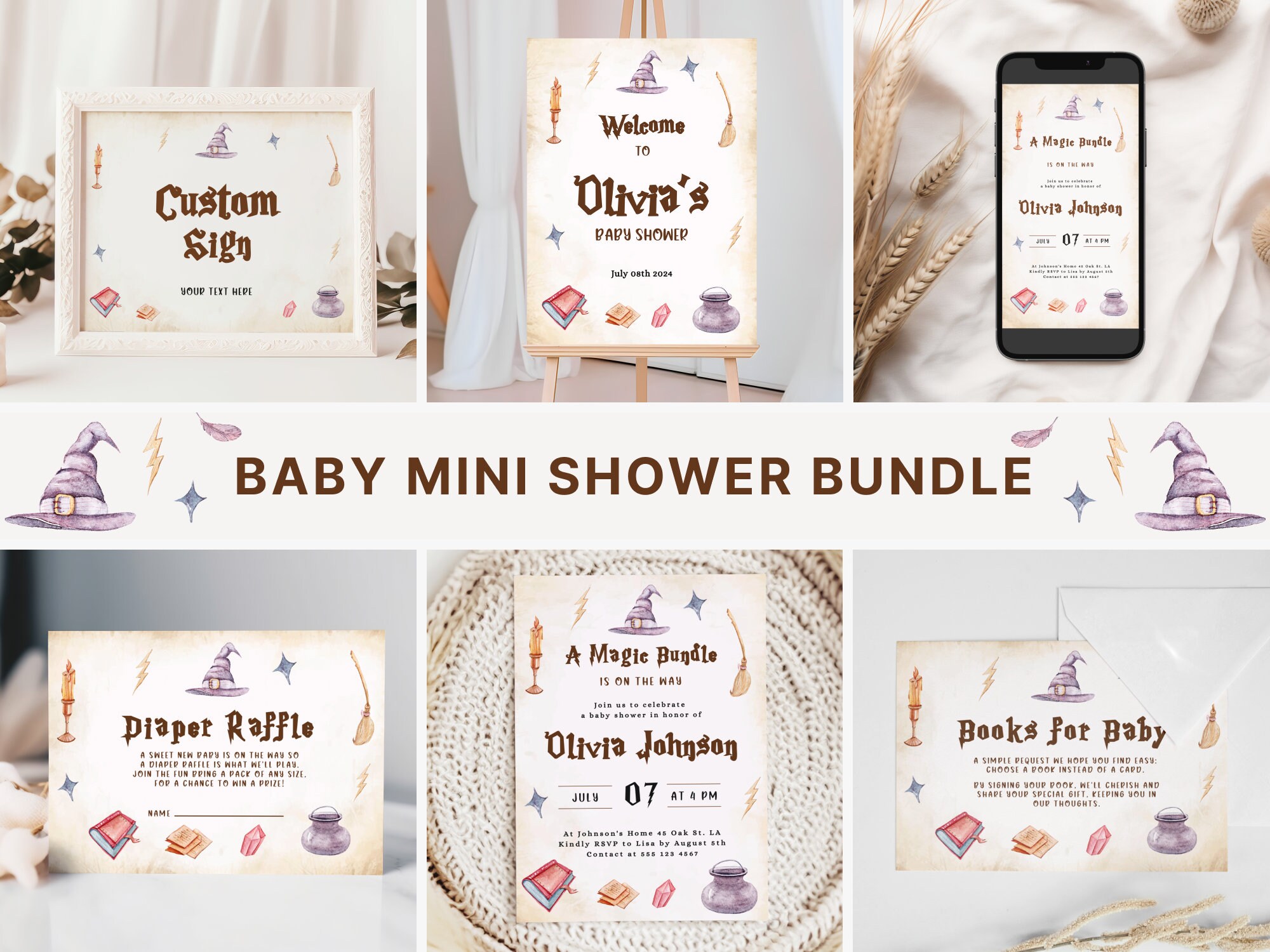 Editable Wizard Baby Shower Bundle Magic School Baby Shower Bundle ...
