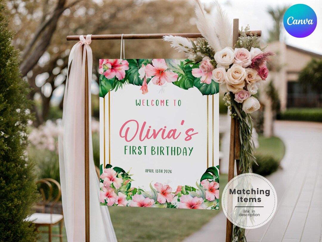 Aloha 1st Birthday Welcome Sign, Hawaiian First Birthday Welcome, Luau ...