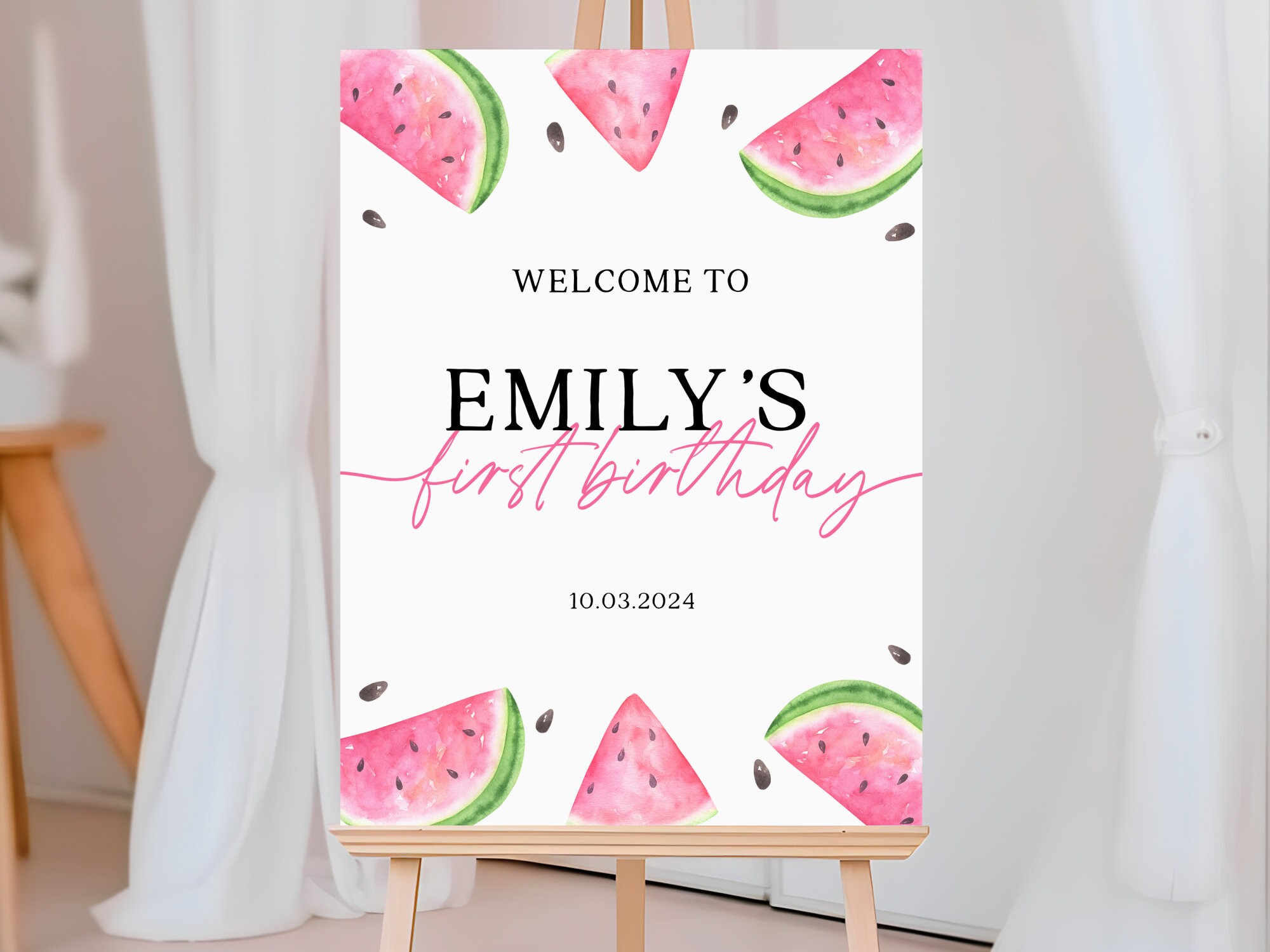 Watermelon First Birthday Welcome Sign Summer 1st Birthday Party ...