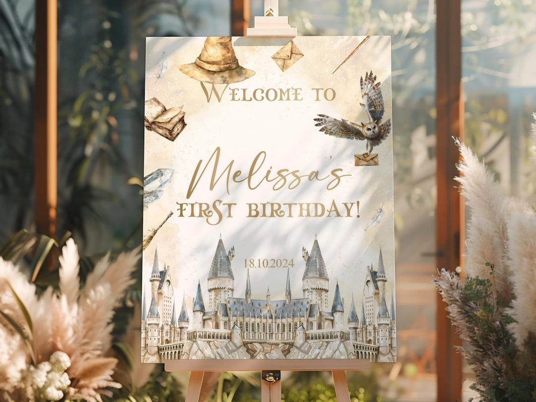 Magic School Birthday Welcome Sign, School of Wizard 1st Birthday ...