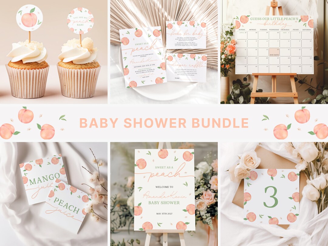 Sweet Little Peach Baby Shower Bundle, Peach is on the Way Baby Shower ...