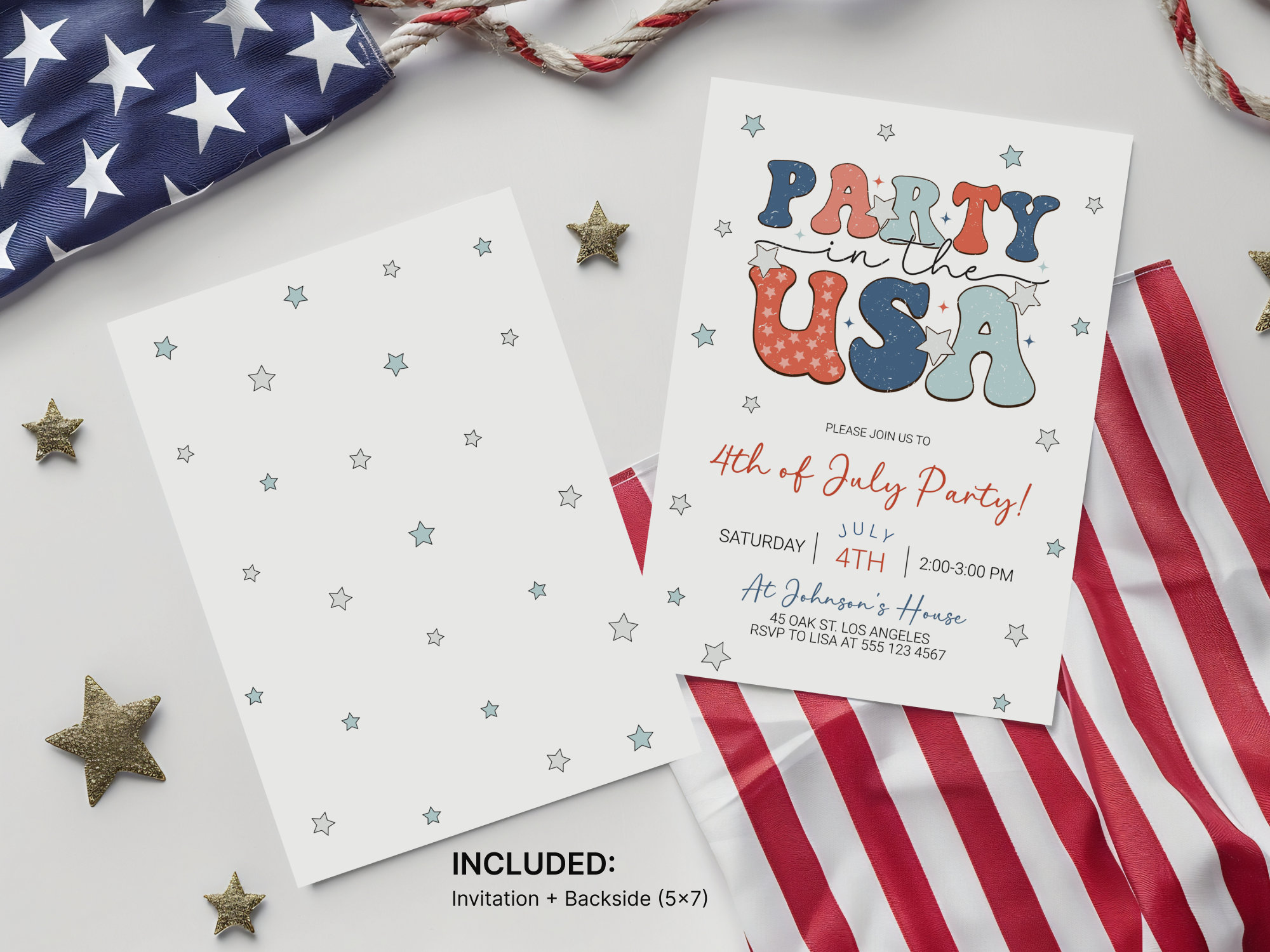 Party in the Usa Invite, Groovy 4th of July Invitation, Retro Fourth of ...