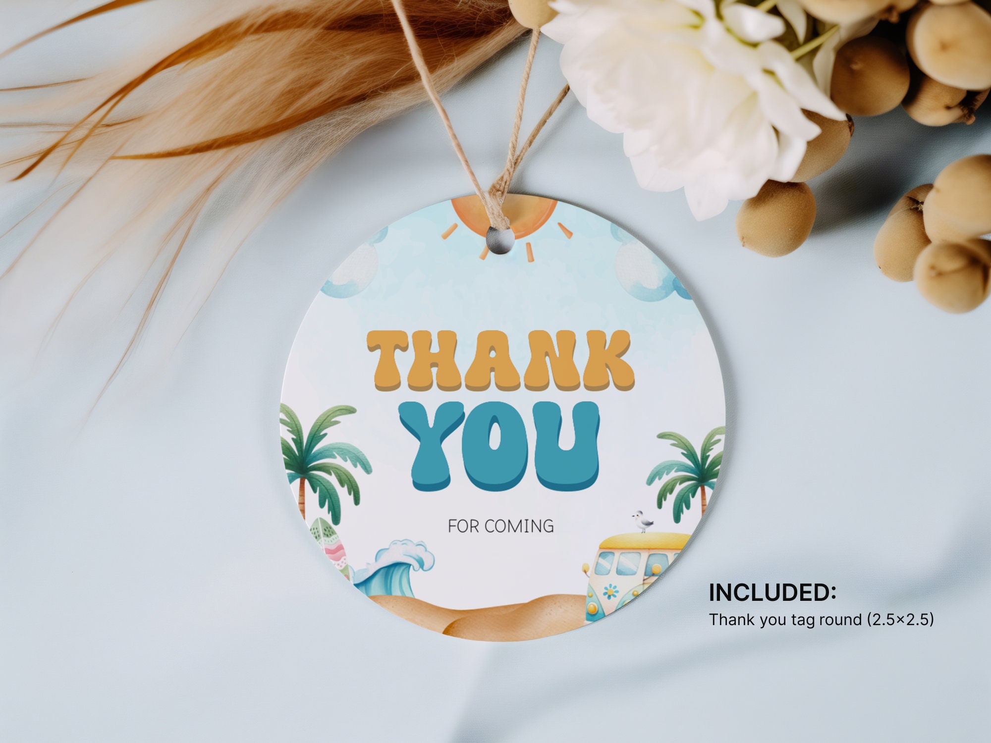 Editable Surf Thank You Favor Tag Surfboard Baby Shower Thank You Tag ...