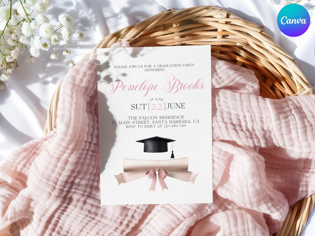 Printable Collage Grad Party Template, Blush Master Graduation ...