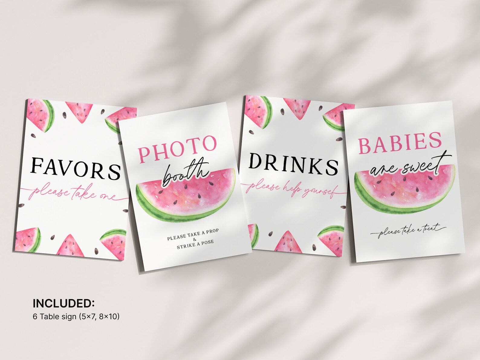 Watermelon First Birthday Table Signs Bundle One in A Melon 1st ...