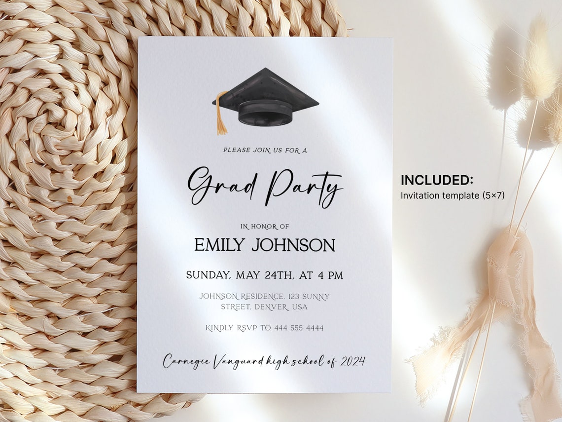 Masculine Graduation Announcement Graduation Invite Male High School ...