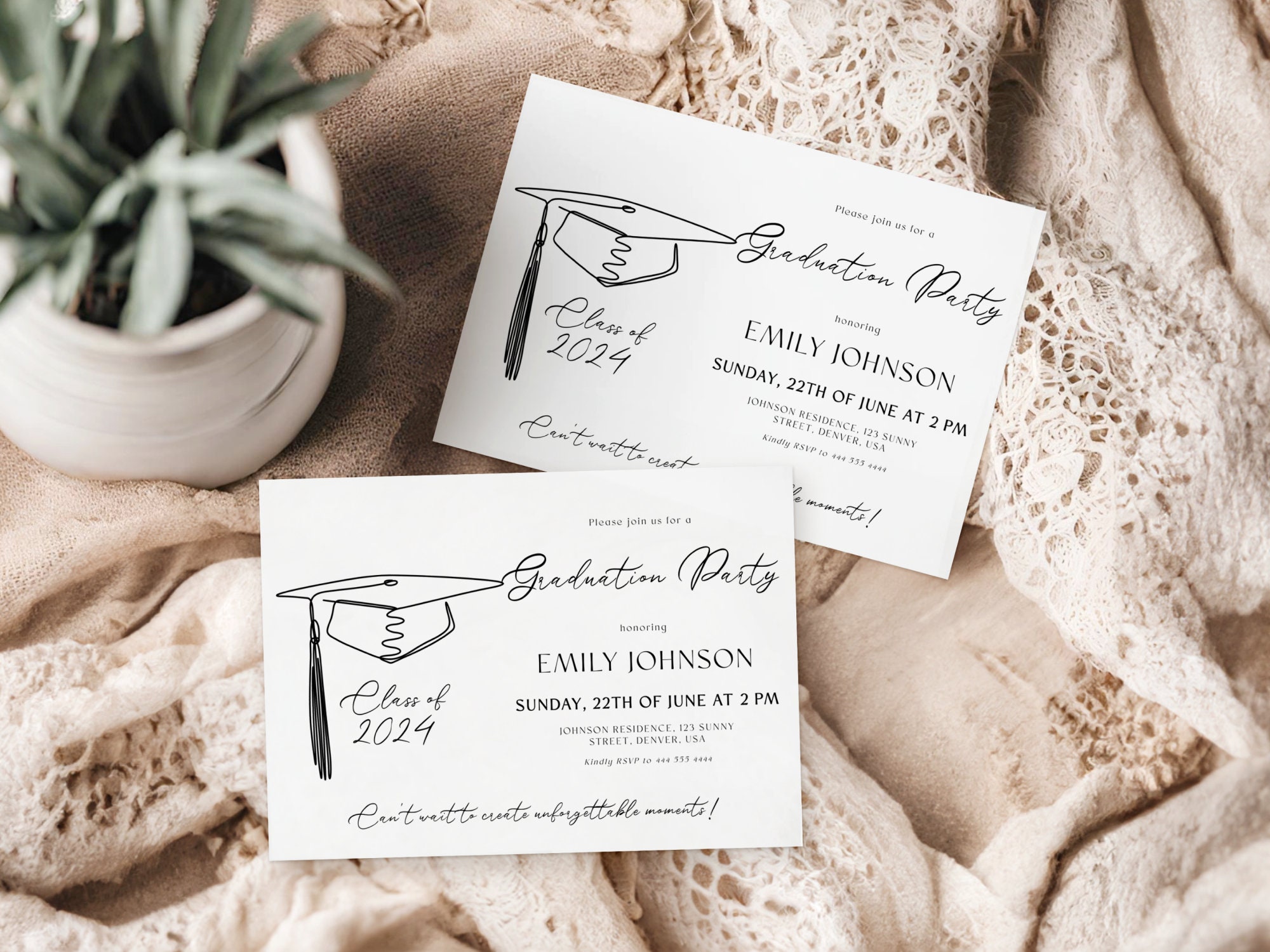 Graduation Party Mini Invitation Grad Party Insert Card Printable 2024 ...