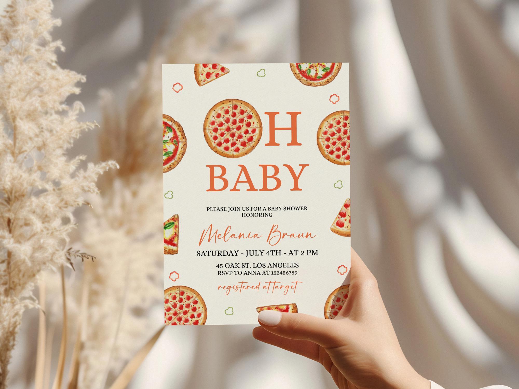 Editable Pizza Baby Shower Invitation Bundle, Italian Pizza Baby Shower ...