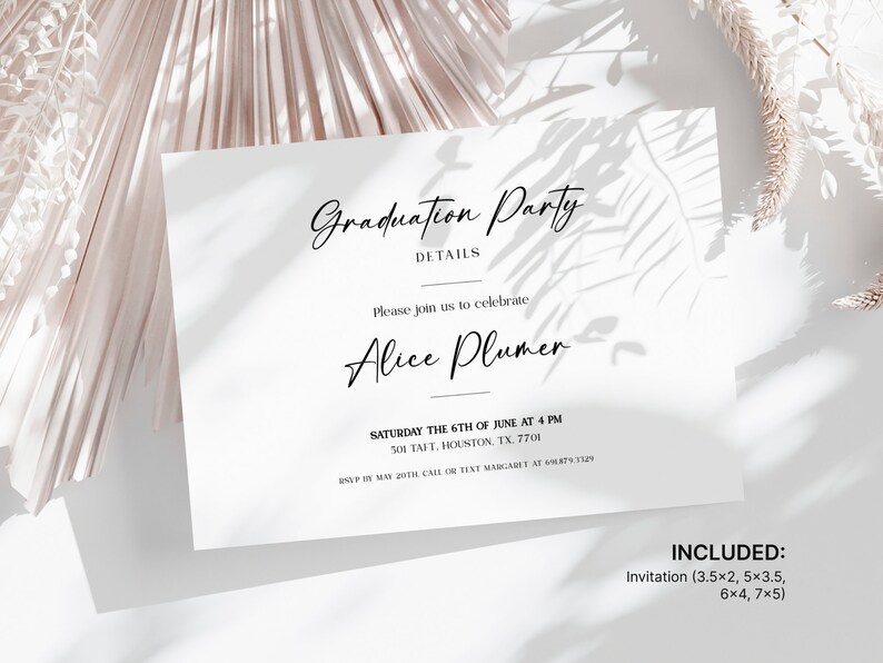 Graduation Party Mini Invitation Grad Party Insert Card Printable 2024 ...